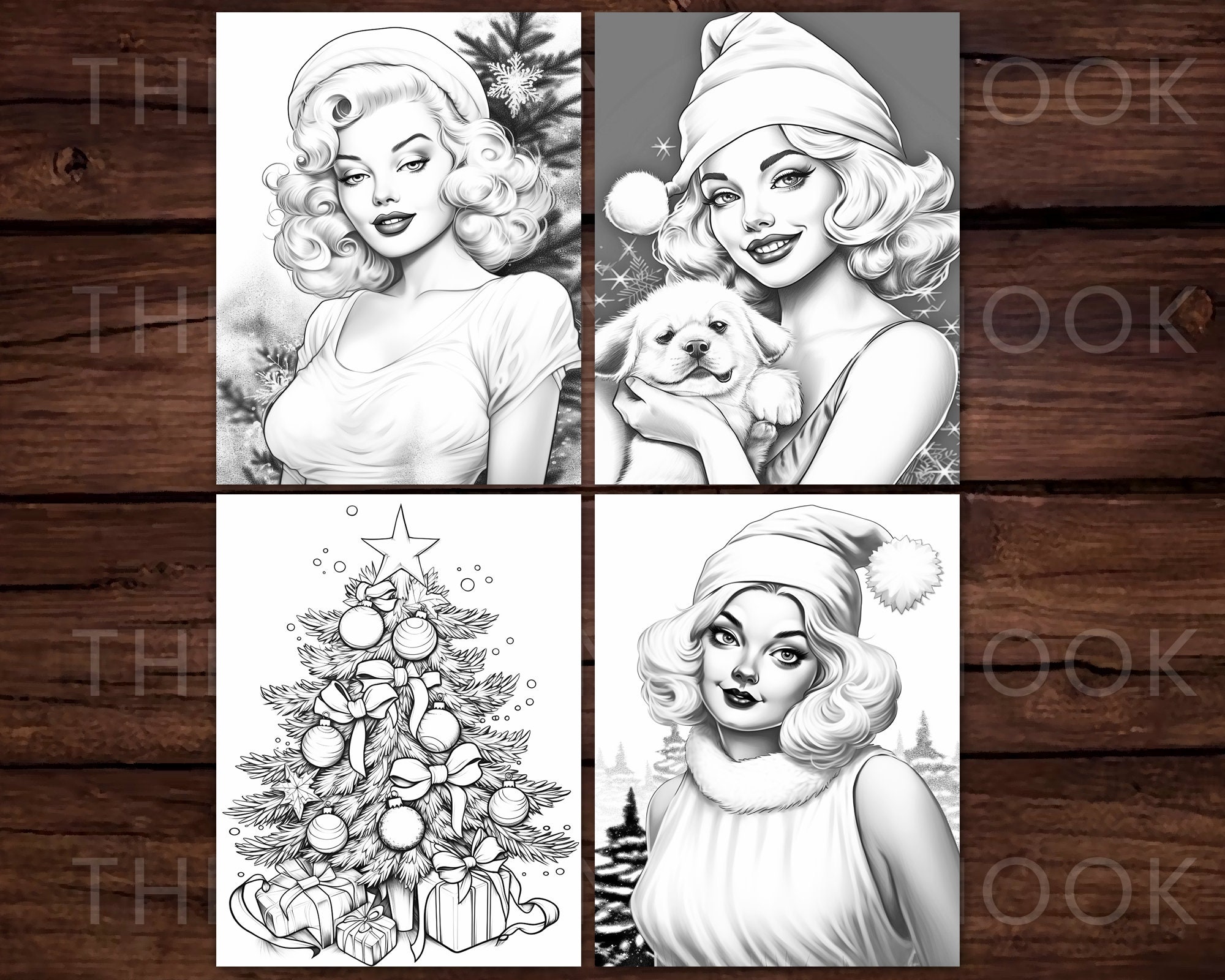 22 Christmas Gals Beautiful Women, Hair, Holiday Coloring Page Book ...