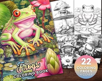 Downloadable Cute Frog Coloring Page for Kids - Etsy