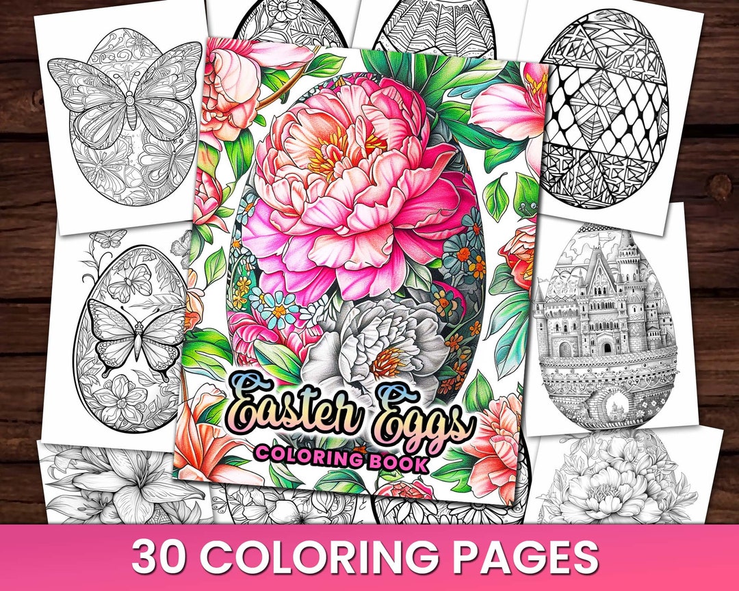30 Easter Egg Patterns Coloring Pages Book, Adults + Kids- Instant ...