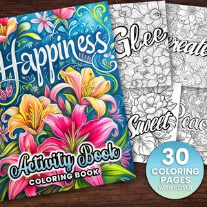 30 Happiness Activity Variety Pack Coloring Pages Book, Adults + Kids ...