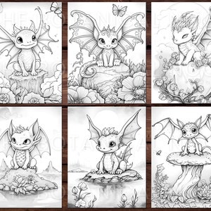 30 Baby Spring Dragon Fantasy Coloring Page Book, Adults + Kids ...
