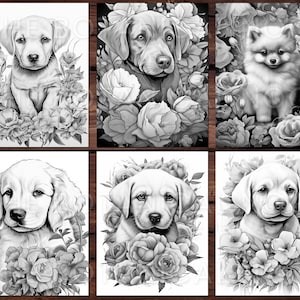 25 Puppy Love Dog Coloring Page Book, Adults + Kids- Instant Download ...