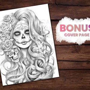 35 Creepy Halloween Coloring Book, Adults + Kids- Download - Grayscale ...