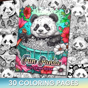 30 Fun Panda Cute Coloring Page Book, Adults + Kids Instant Download ...