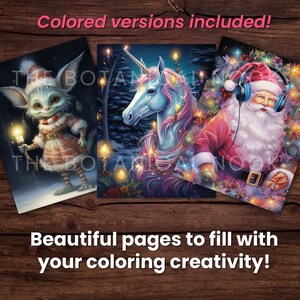 30 Magical Christmas Glowing Shaded Coloring Page Book, Cute Santa ...