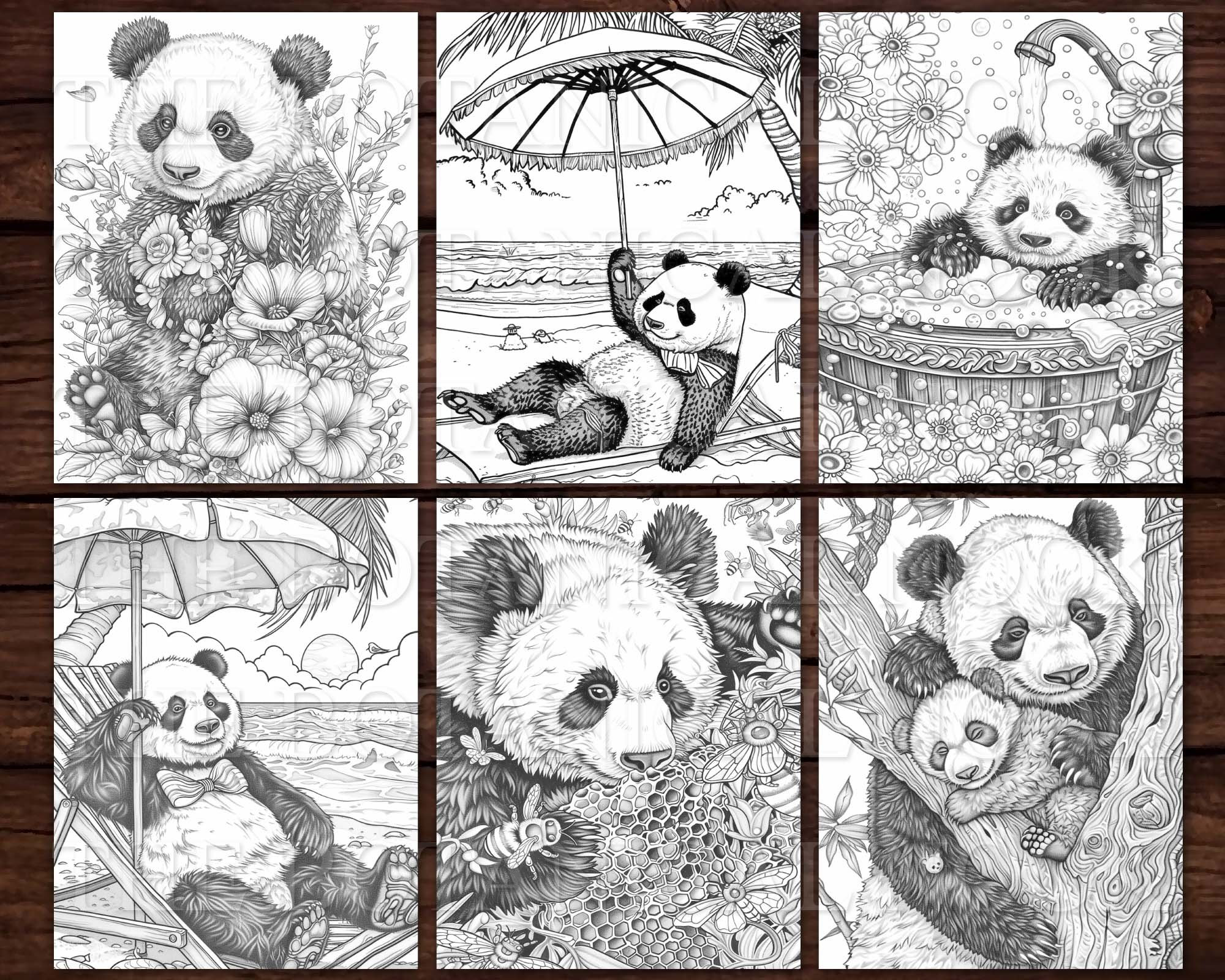 30 Fun Panda Cute Coloring Page Book, Adults + Kids Instant Download ...
