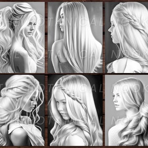 Beautiful Hair Coloring Page Book, Adults + Kids Instant Download ...