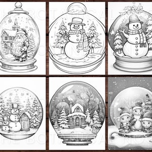 31 Christmas Snow Globes Coloring Page Book, Adults + Kids Instant ...