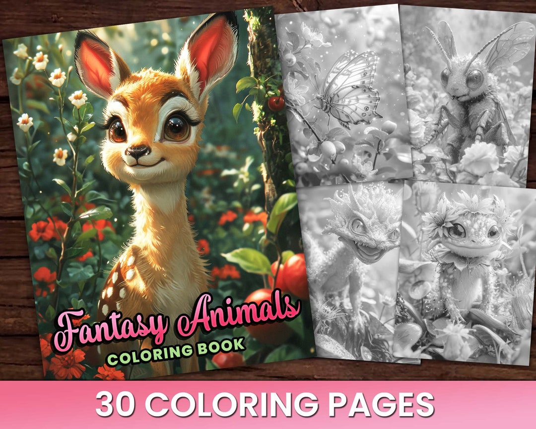 30 Fantasy Animals Variety Pack Coloring Pages Book, Adults + Kids ...