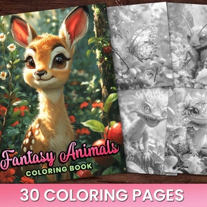 30 Fantasy Animals Variety Pack Coloring Pages Book, Adults + Kids ...