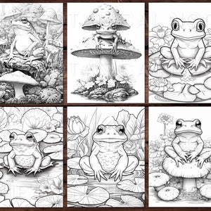 22 Frogs Cute Coloring Page Book, Adults + Kids- Instant Download ...