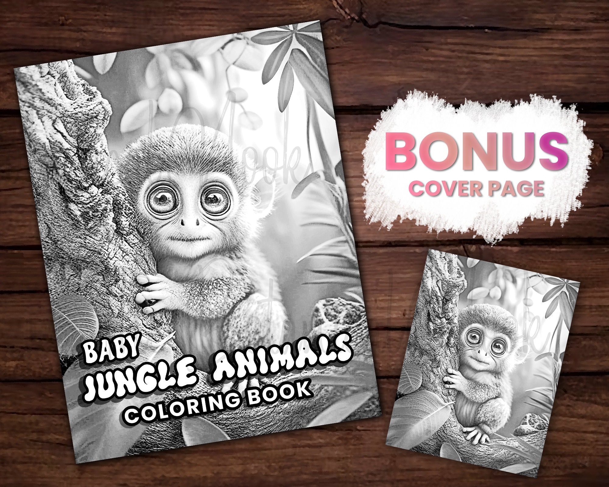 20 Baby Jungle Animals Cute Coloring Page Book Adults Kids - Etsy Canada