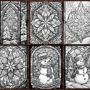 30 Christmas Stained Glass Collection Coloring Page, Adults + Kids ...