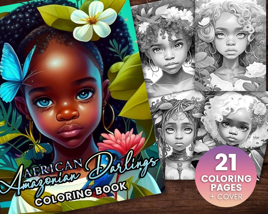 African Amazonian Darlings Coloring Page Book, Adults + Kids Instant ...