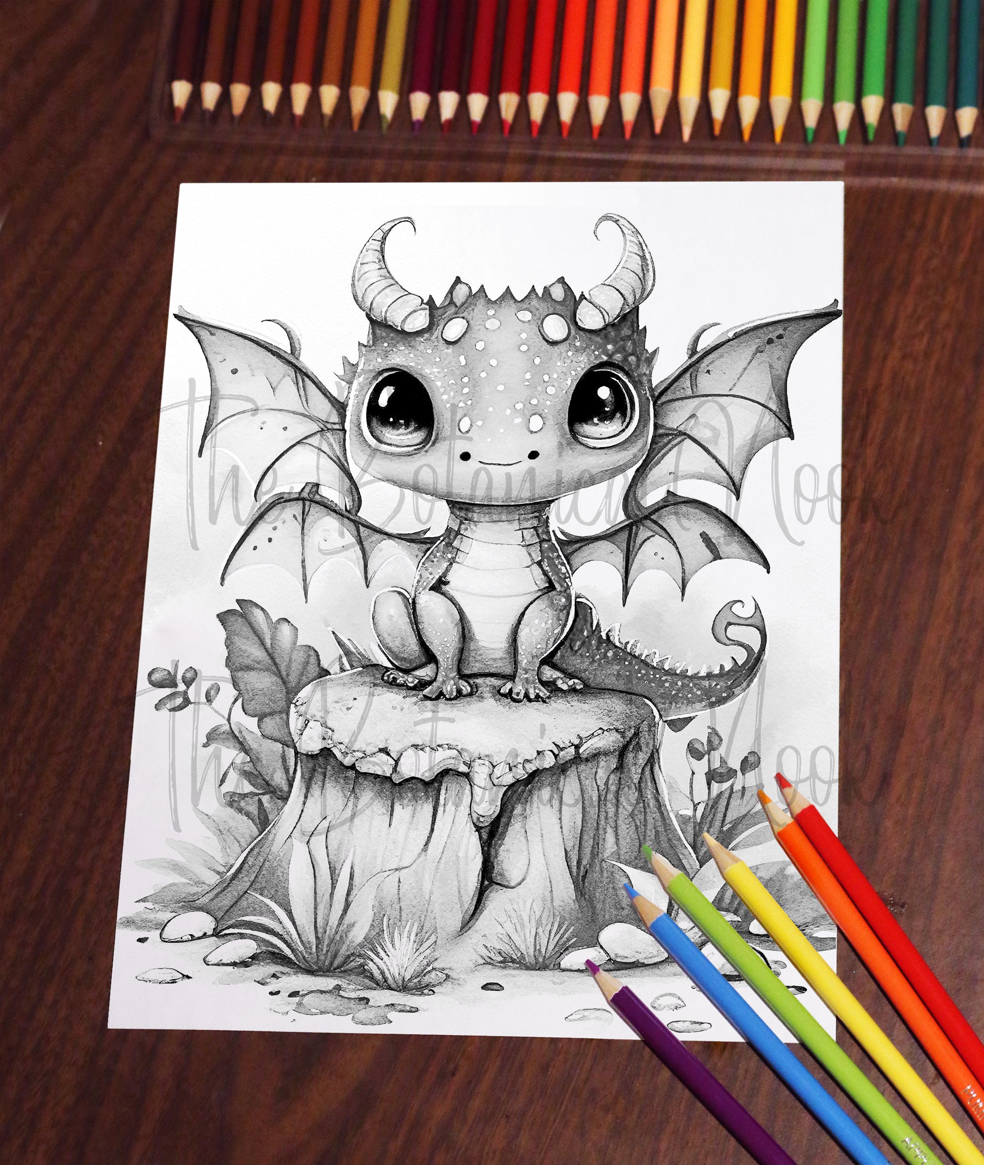 24 Baby Woodland Dragon Fantasy Coloring Page Book Adults - Etsy UK