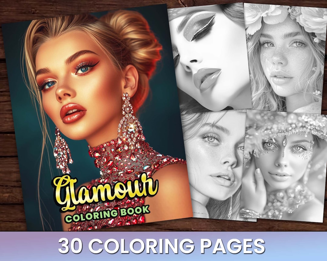 30 Glamour Women Coloring Pages Book, Adults + Kids- Instant Download ...