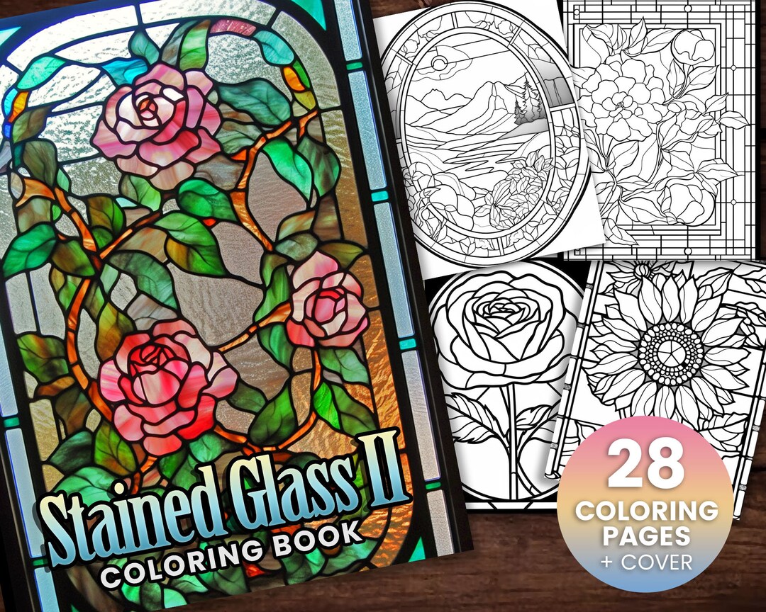 28 Stained Glass II Collection Coloring Page, Adults + Kids- Instant ...