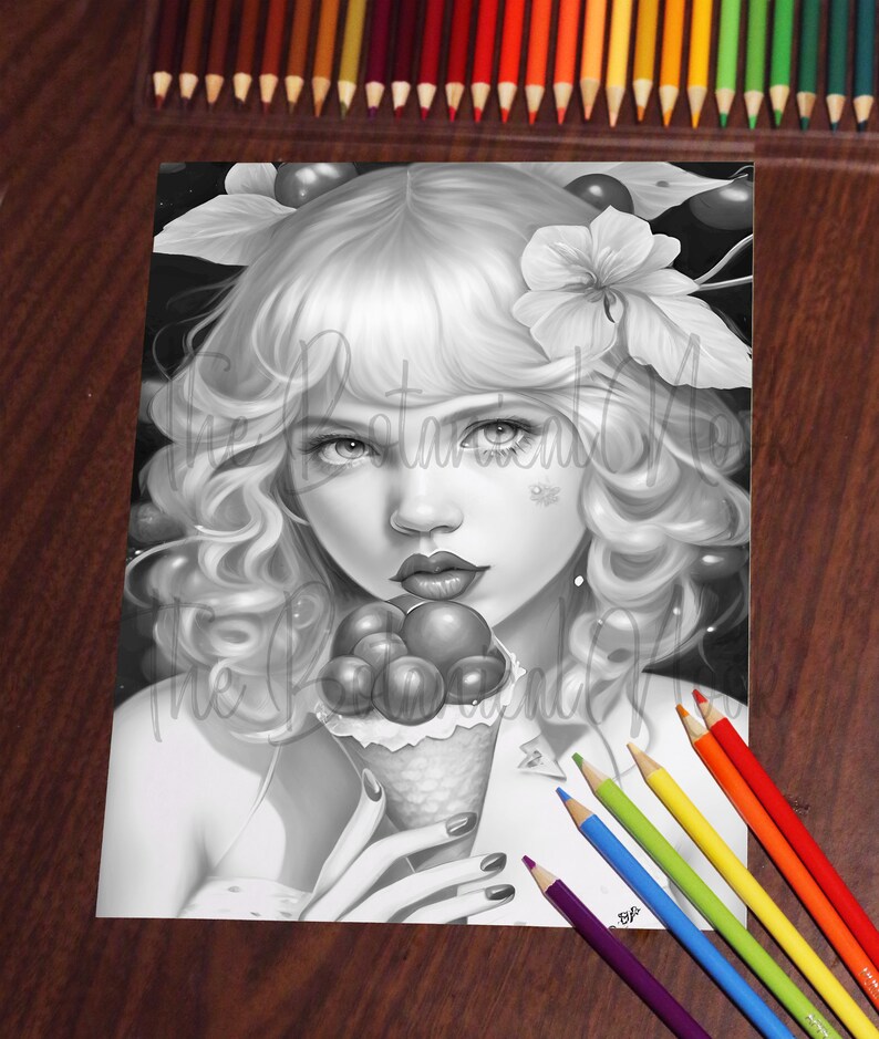 Delicate Candy Girl Coloring Page Adults Kids Instant - Etsy
