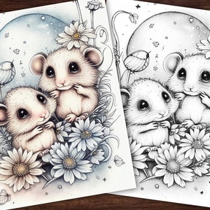 Fairytale Mice Coloring Book, Adults Kids Instant Download -grayscale ...