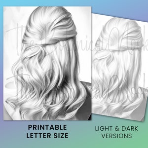 Beautiful Hair Coloring Page Book, Adults + Kids Instant Download ...