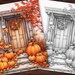 26 Cozy Autumn Homes Coloring Book, Adults Kids Download Grayscale ...