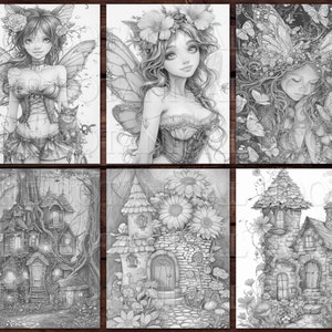 30 Nymph Life Fairy Girl Coloring Pages Book, Adults + Kids- Instant ...