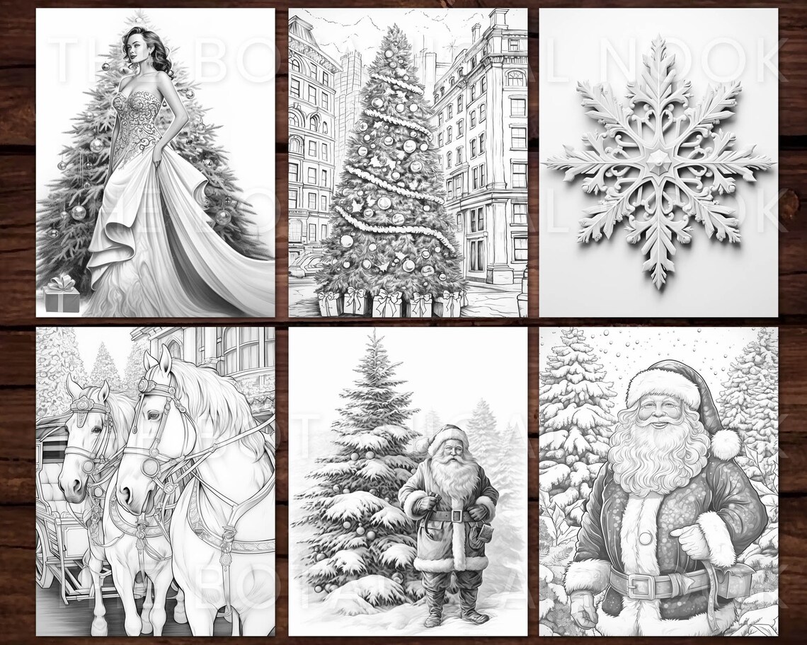 24 Christmas Love Coloring Page Book, Adults + Kids Instant Download ...