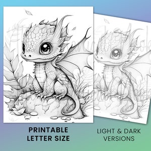 Baby Woodland Dragon #15 Fantasy Coloring Page, Adults + Kids- Instant ...