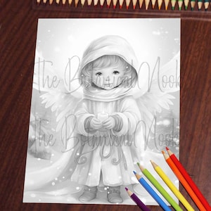 30 Christmas Angels Winter Coloring Page Book, Adults + Kids Instant ...
