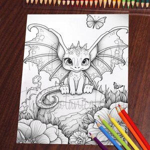 Baby Spring Dragon #11 Fantasy Coloring Page, Adults + Kids- Instant ...