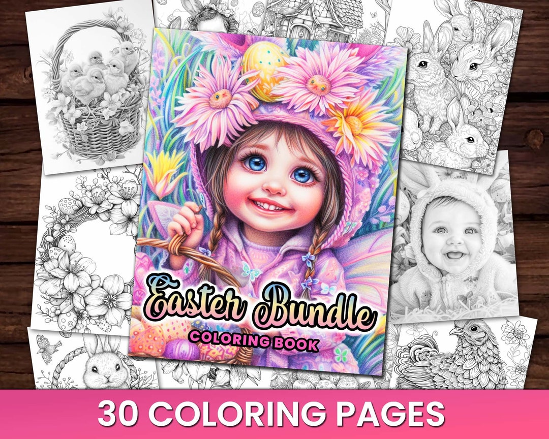 30 Easter Bundle Coloring Pages Book, Adults + Kids- Instant Download ...
