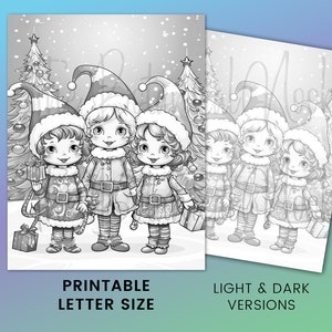 24 Christmas Cuties Animal Coloring Page Book, Adults + Kids Instant ...