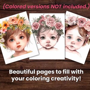 4 Adorable Flower Babies Cuties Coloring Page, Adults + Kids Instant ...
