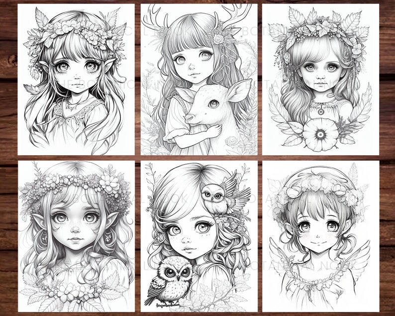 Delicate Forest Fairy Girls Fantasy Anime Coloring Page - Etsy