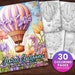 30 Blooming Hot Air Balloons Coloring Page Book, Adults + Kids- Instant ...