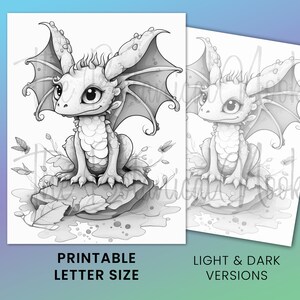 30 Baby Woodland Dragon Fantasy Coloring Page Book, Adults + Kids ...