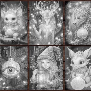 30 Magical Christmas Glowing Shaded Coloring Page Book, Cute Santa ...