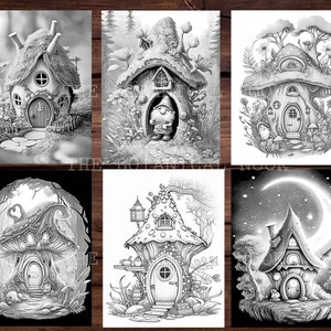 21 Gnome Fairy House Coloring Book, Adults Kids Instant Download ...