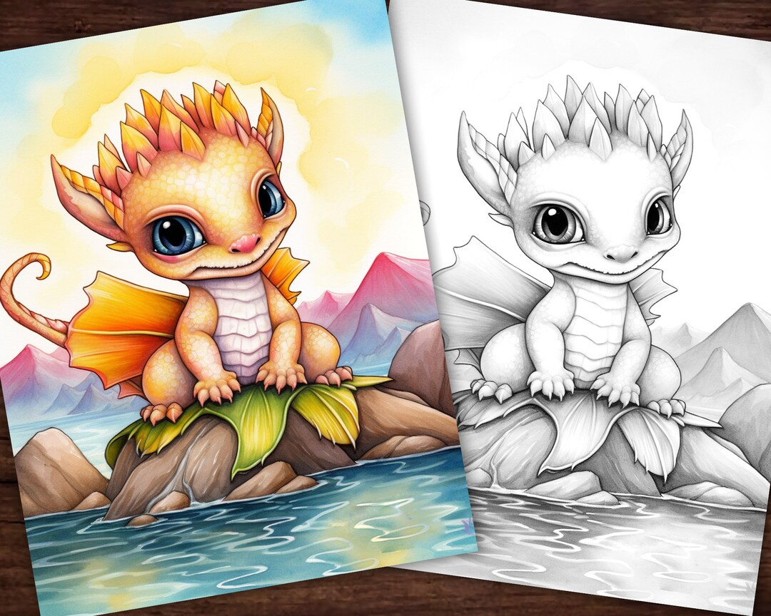 Baby Spring Dragon #6 Fantasy Coloring Page, Adults + Kids- Instant ...