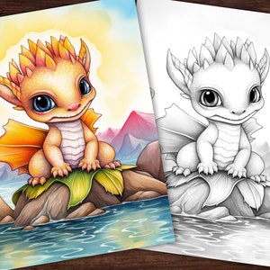 Baby Spring Dragon #6 Fantasy Coloring Page, Adults + Kids- Instant ...