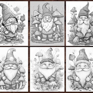 30 Gnome Love Coloring Book, Adults Kids Instant Download -grayscale ...
