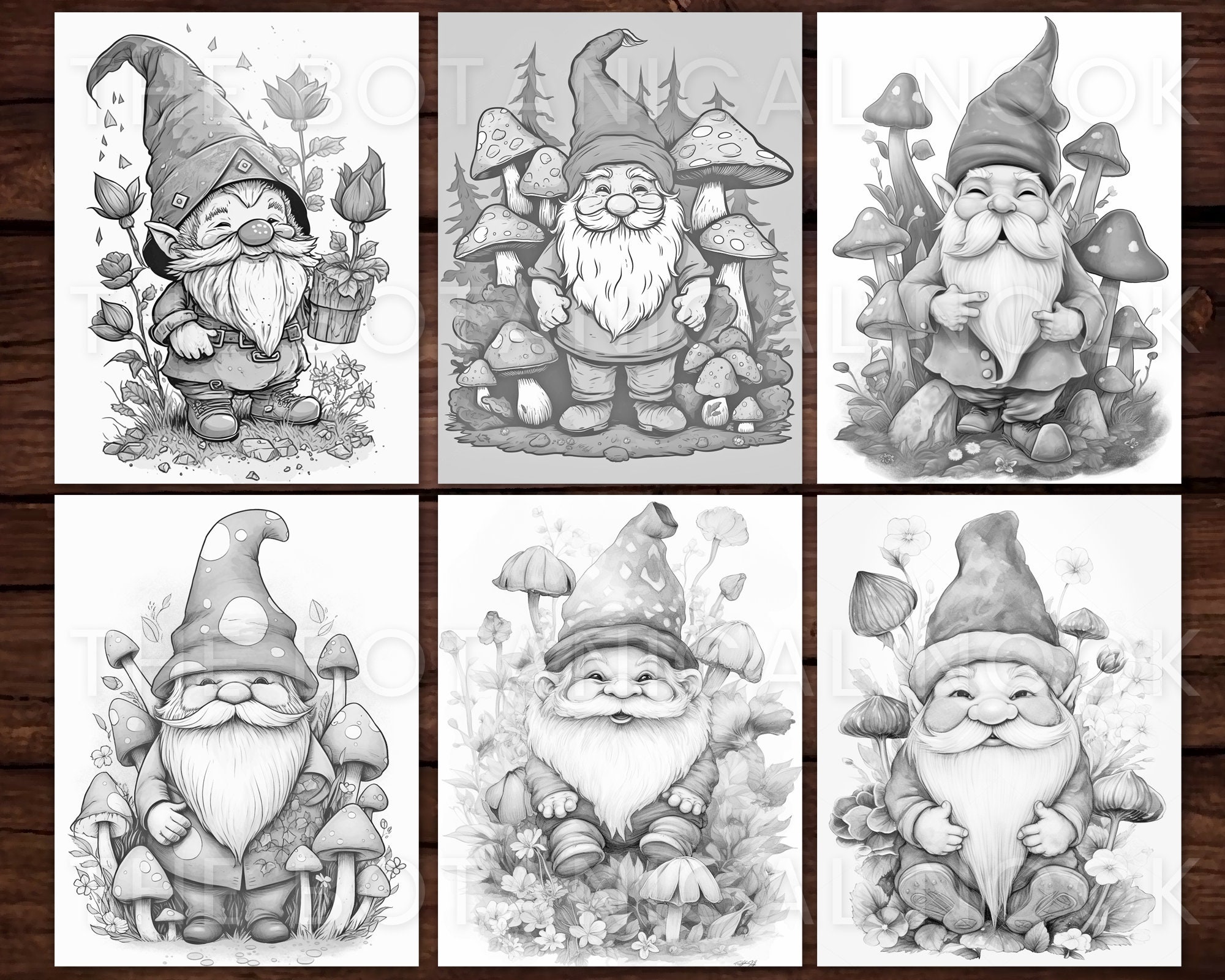 30 Gnome Love Coloring Book, Adults Kids Instant Download -grayscale ...