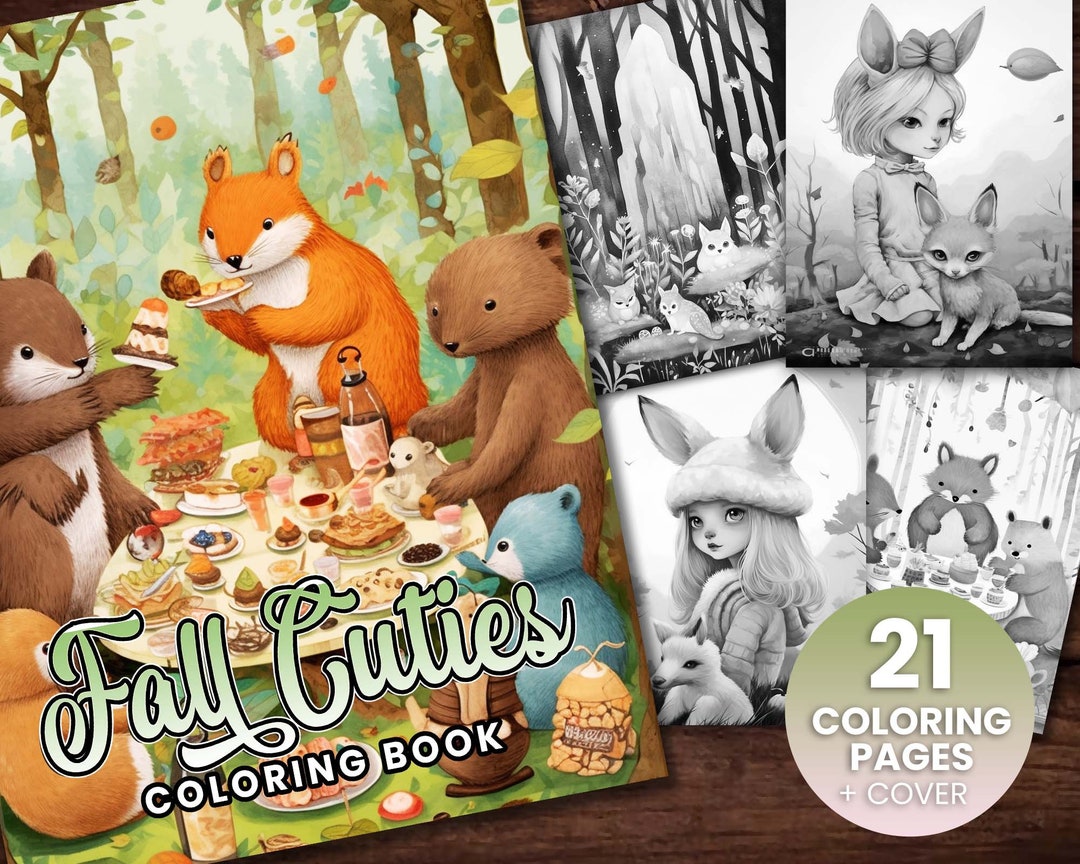 21 Fall Cuties Adorable Anime Coloring Page, Adults + Kids- Instant ...
