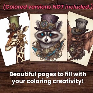 25 Steampunk Animals Coloring Book, Adults + Kids Instant Download ...