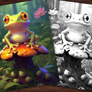 22 Frogs Cute Coloring Page Book, Adults + Kids- Instant Download ...