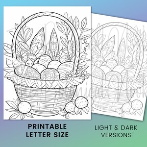 22 Easter Fun Cute Bunny, Chicks & Eggs Coloring Page, Adults + Kids ...