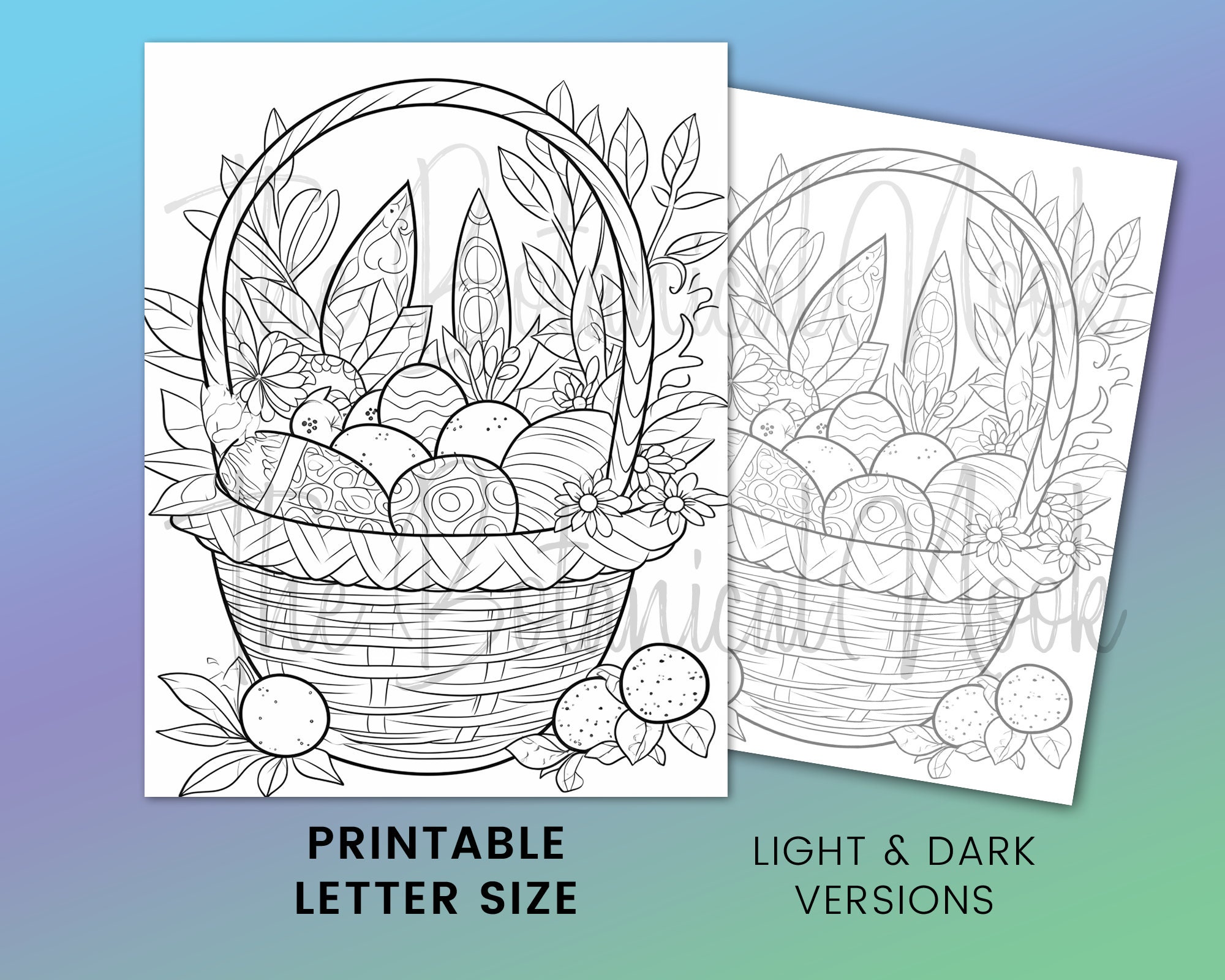 22 Easter Fun Cute Bunny, Chicks & Eggs Coloring Page, Adults + Kids ...