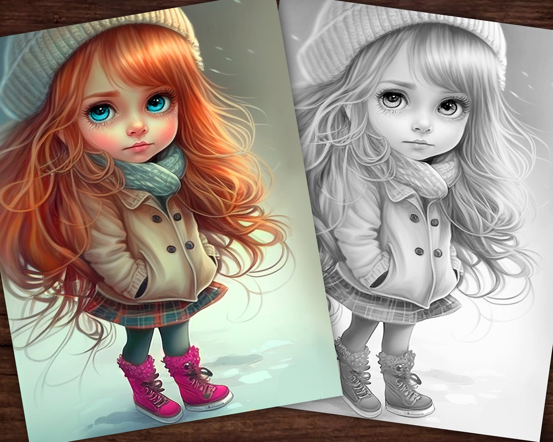 Winter Darling Girl Coloring Page, Adults Kids Instant Download ...