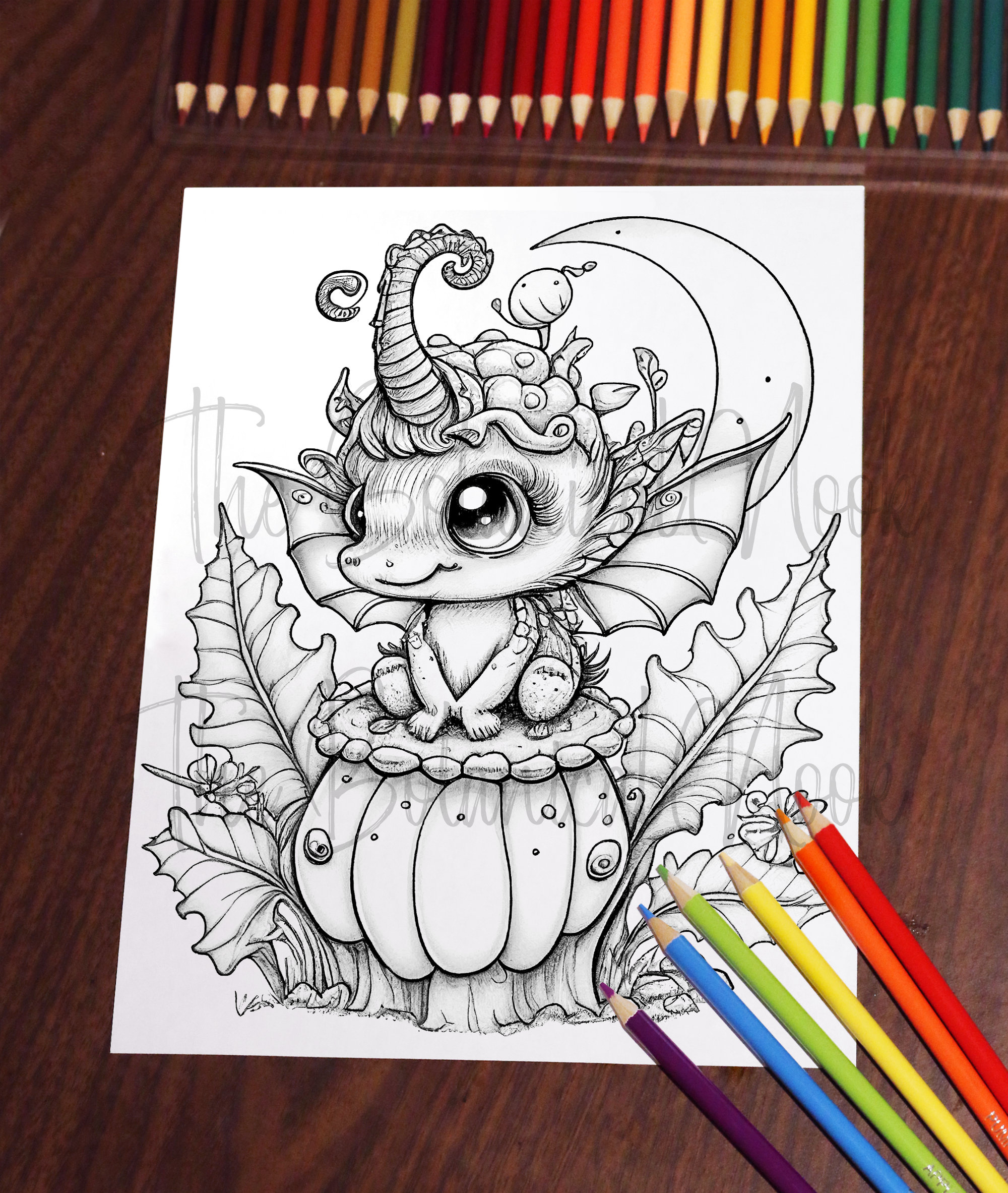 Baby Woodland Dragon 1 Fantasy Coloring Page Adults Kids - Etsy