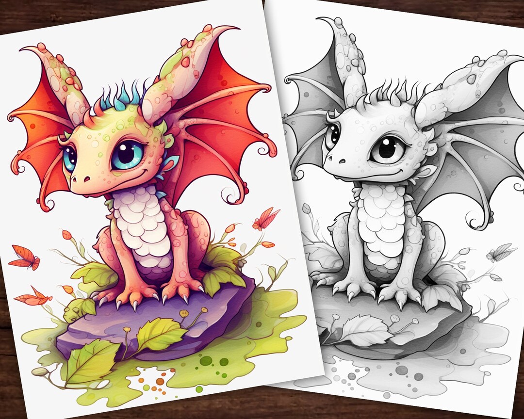 Baby Woodland Dragon #3fantasy Coloring Page, Adults + Kids- Instant ...